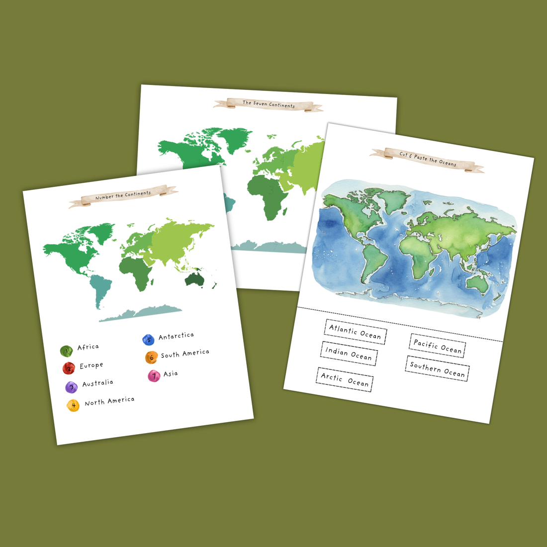 Continents & Oceans Activity Pack – The Heritage Schoolhouse